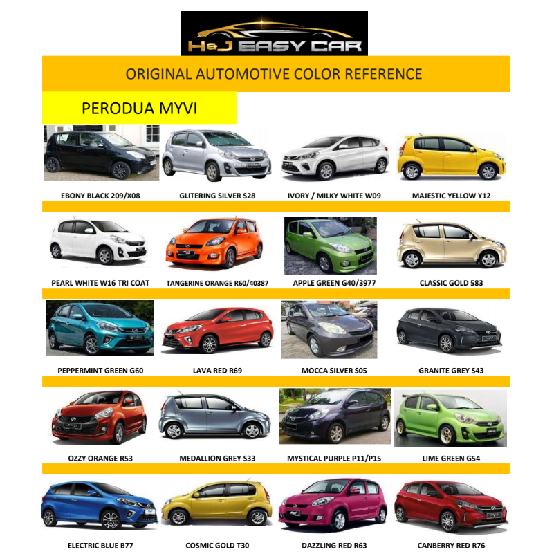 PERODUA MYVI Automotive Original COLOR CODE Touch Up Paint 10ML ...