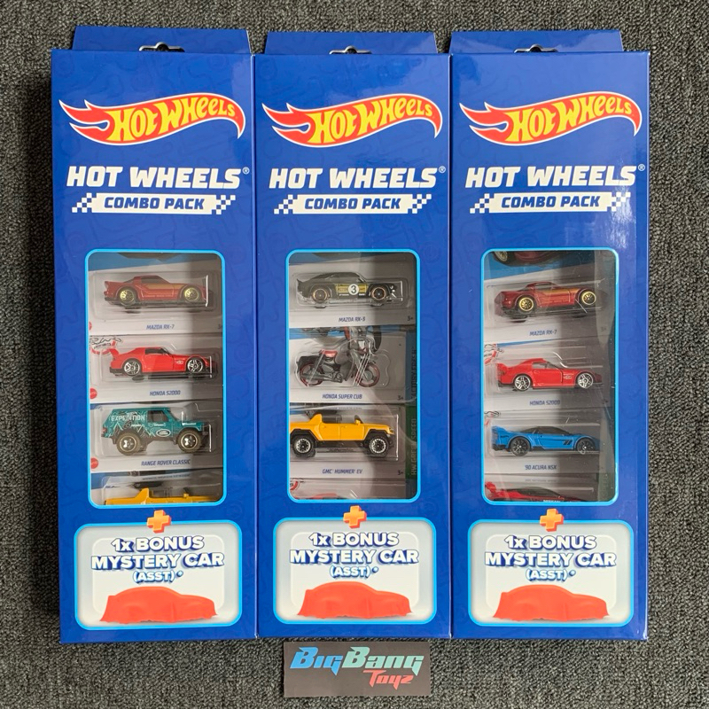 Hot Wheels Combo Pack 4 Basic + 1 Bonus Mystery Car (Assortment) "Total ...