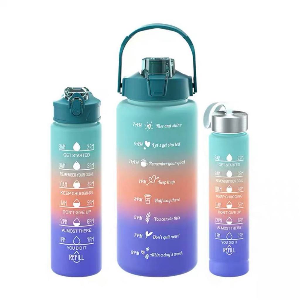 3 PCS Gradient Color Water Bottle🔥Ready Stock🔥3 in 1 Free Stickers ...