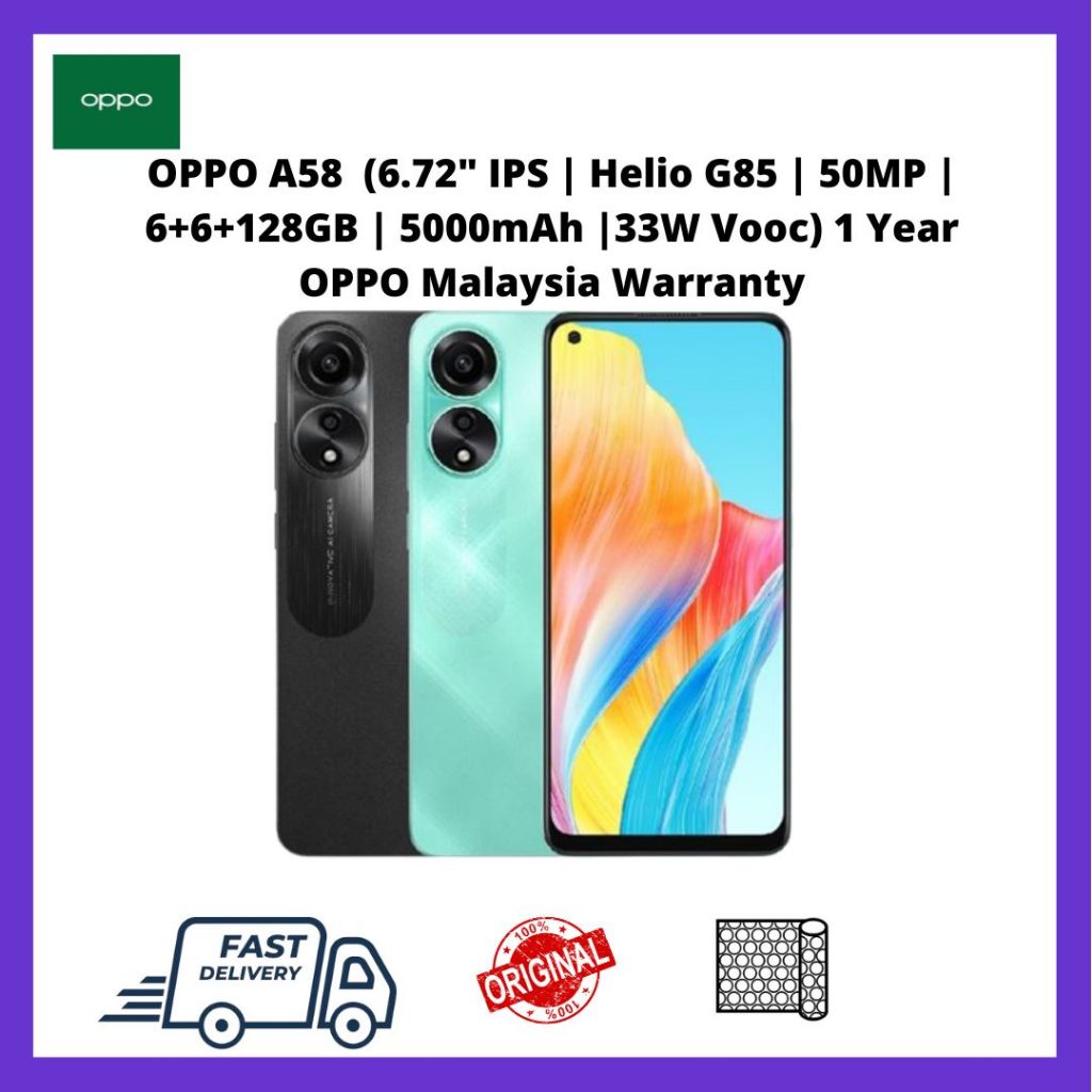 OPPO A58 (6.72" IPS | Helio G85 | 50MP | 6+5+128GB | 5000mAh | 33W Vooc ...