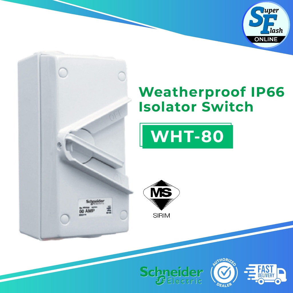 Schneider Kavacha Weatherproof IP66 3Pole Isolator Switch White (20A ...