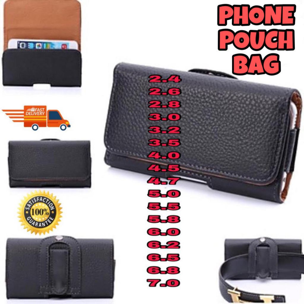 HORIZONTAL Belt Cell Phone Pouch Universal Leather Side Bag Waist Bag ...
