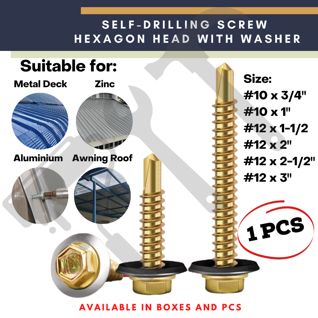 [1PC] Hexagon MK Self Drilling Screw | Hex Screw | Metal Screw ...