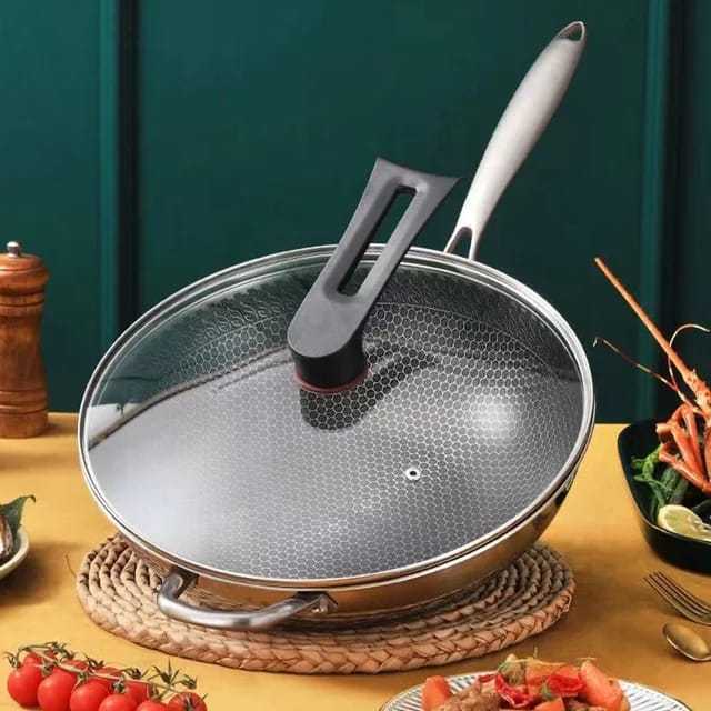 NON STICK HONEYCOMB PAN / HONEYCOMB WOK / HONEYCOMB PAN / HONEYCOMB ...