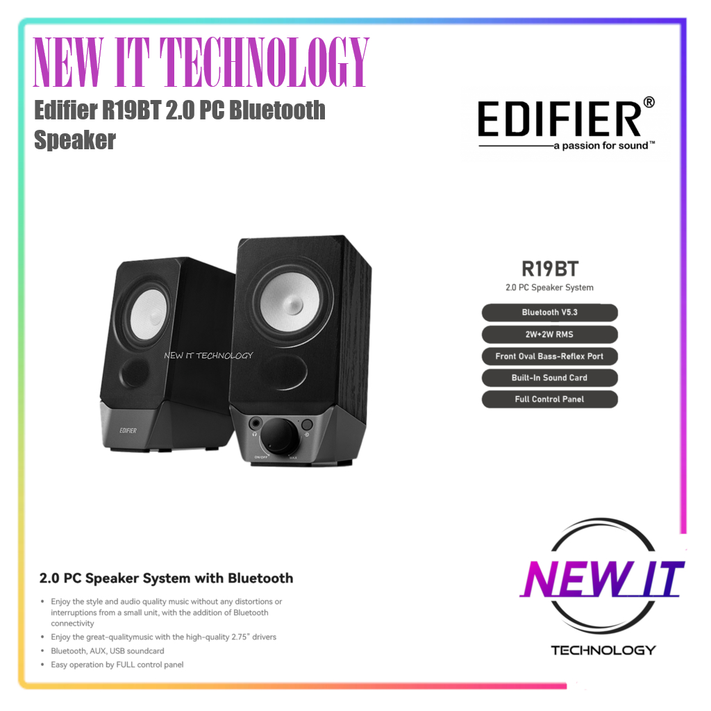 Edifier R19BT 2.0 PC Speaker System with Bluetooth 5.3 , USB , AUX , 4W ...