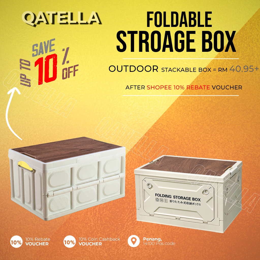 QATELLA Foldable Storage Box Camping Storage Container Portable Camping ...