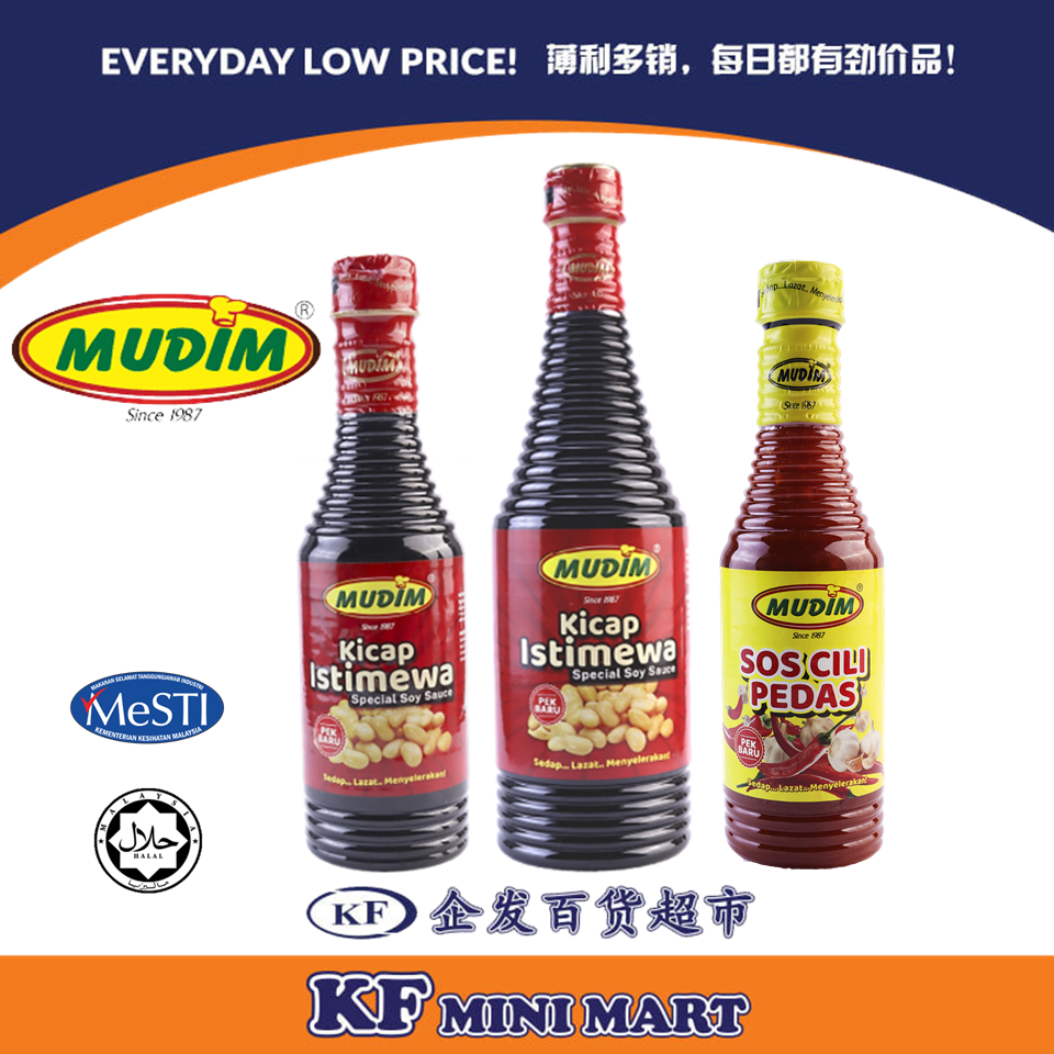 NEW MUDIM Kicap Istimewa 450ml / 900ml Soy Sause MUDIM Sos Cili Pedas ...