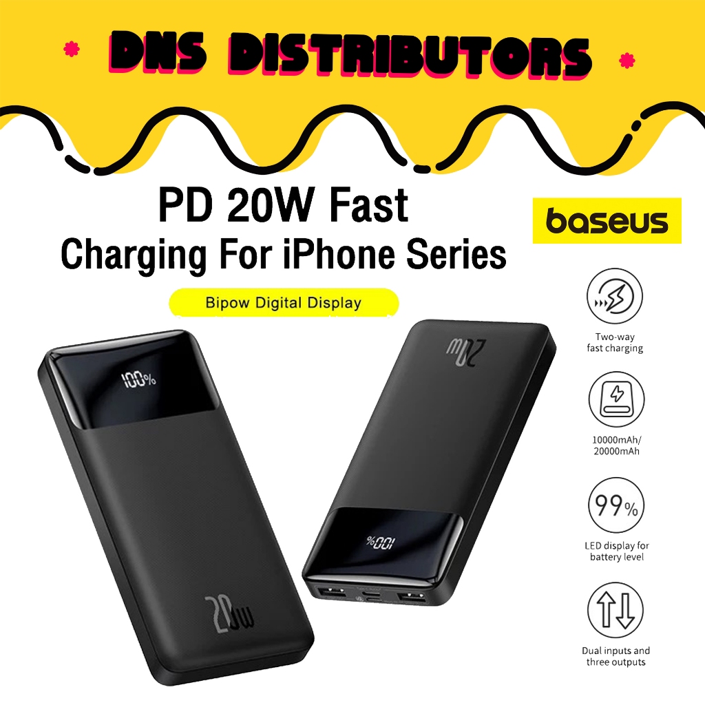 【MSIA STOK】20000mAh Baseus Bipow Digital Display Powerbank 20W 1PD PD ...