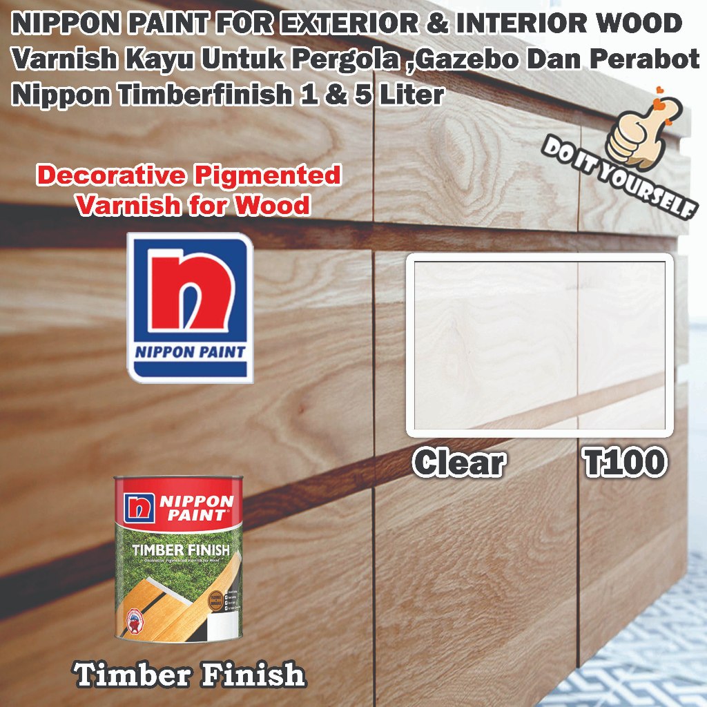 Nippon Paint Timber Finish For Exterior And Interior Wood 1 & 5L Clear ...