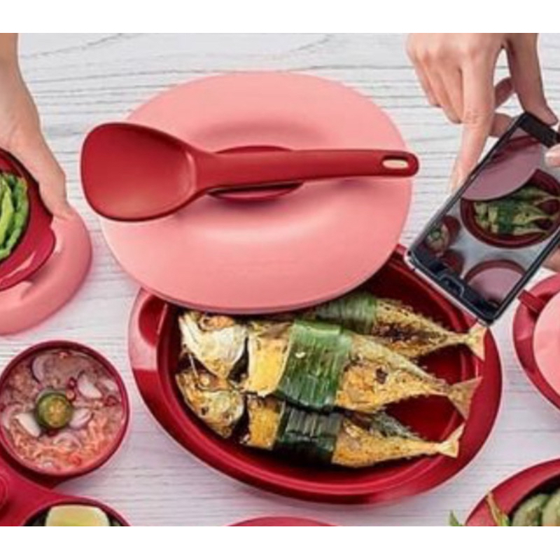 Tupperware Petit Serving Platter 390ml with Spoon - 1 set Red Only ...