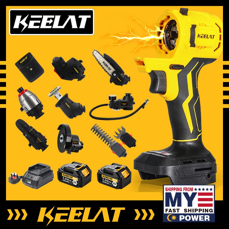 KEELAT 9 in 1 Brushless Cordless Impact Drill Harmmer Wrench ...