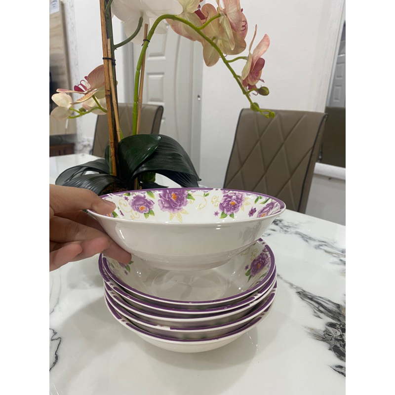 Set Pinggan Giacomo Collection Purple Peony Pinggan Kaca Viral Set ...