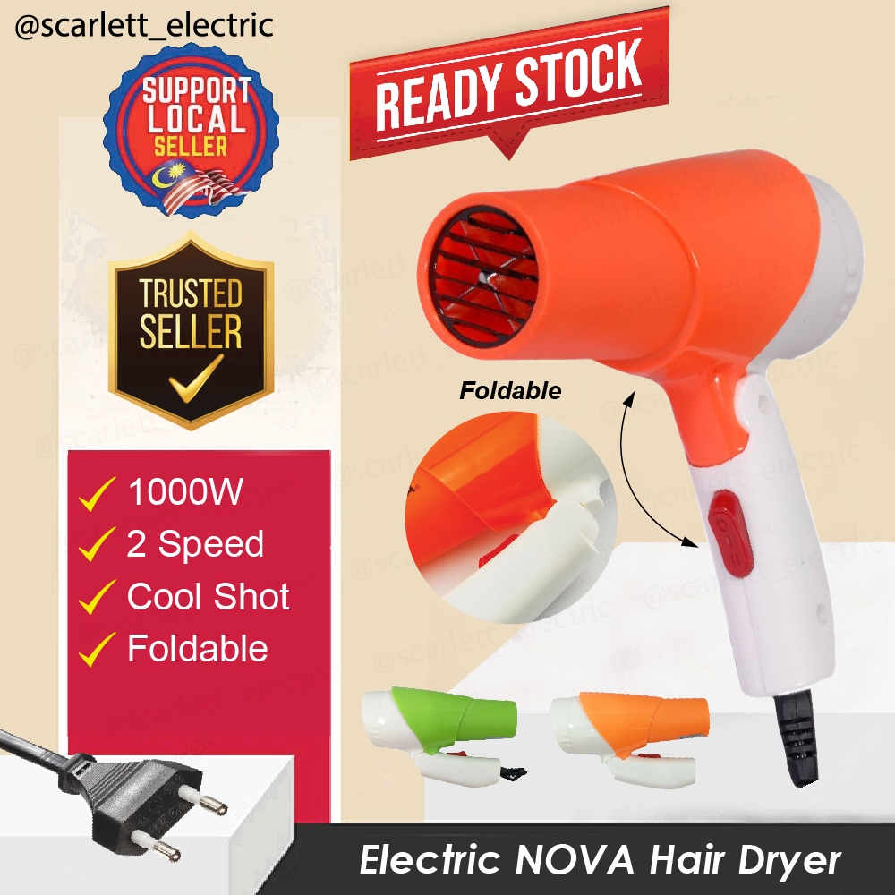 1000W Mini Foldable Hair Dryer Compact Travel Hair Blower 2 Temperature ...