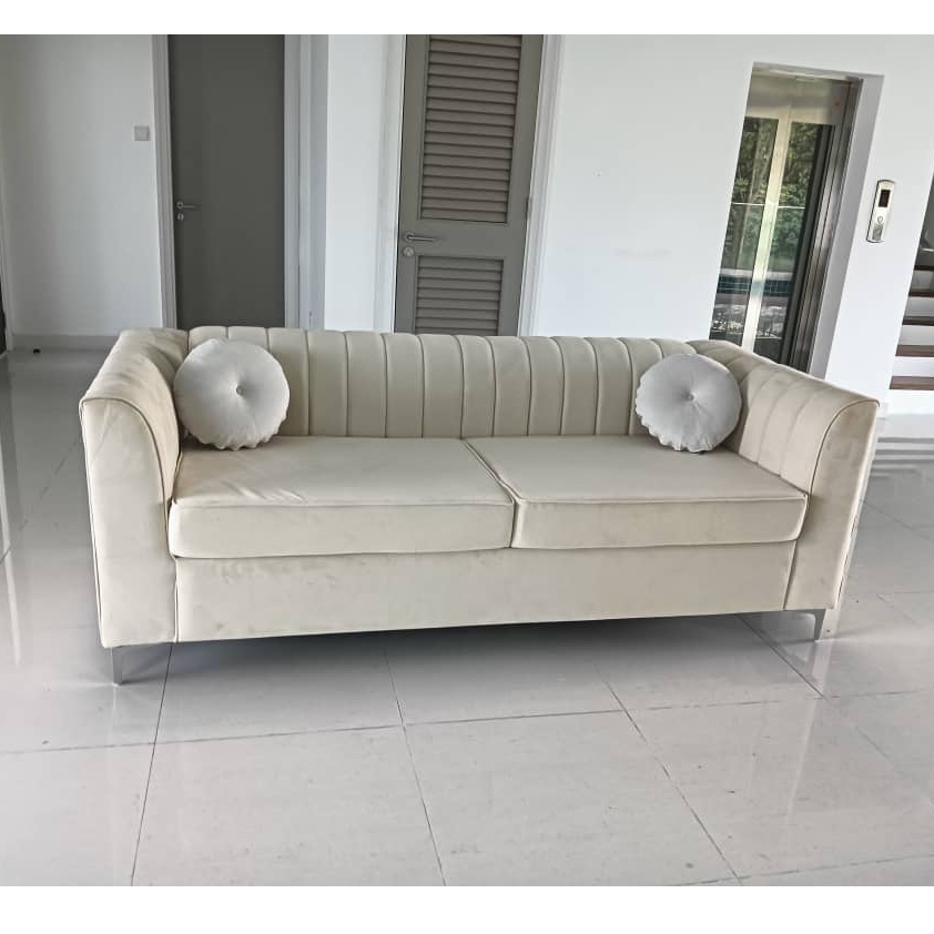 Nordic Velvet Fabric Modern Sofa 1 Seater 2 Seater 3 Seater Kerusi ...