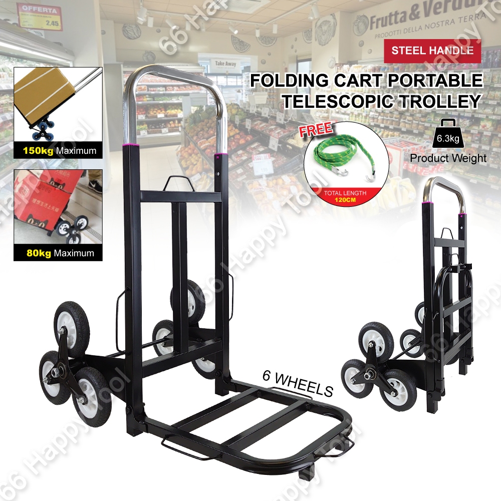 Folding Sack Cart Heavy Duty 150kg Stair Climb Telescopic Trolley ...
