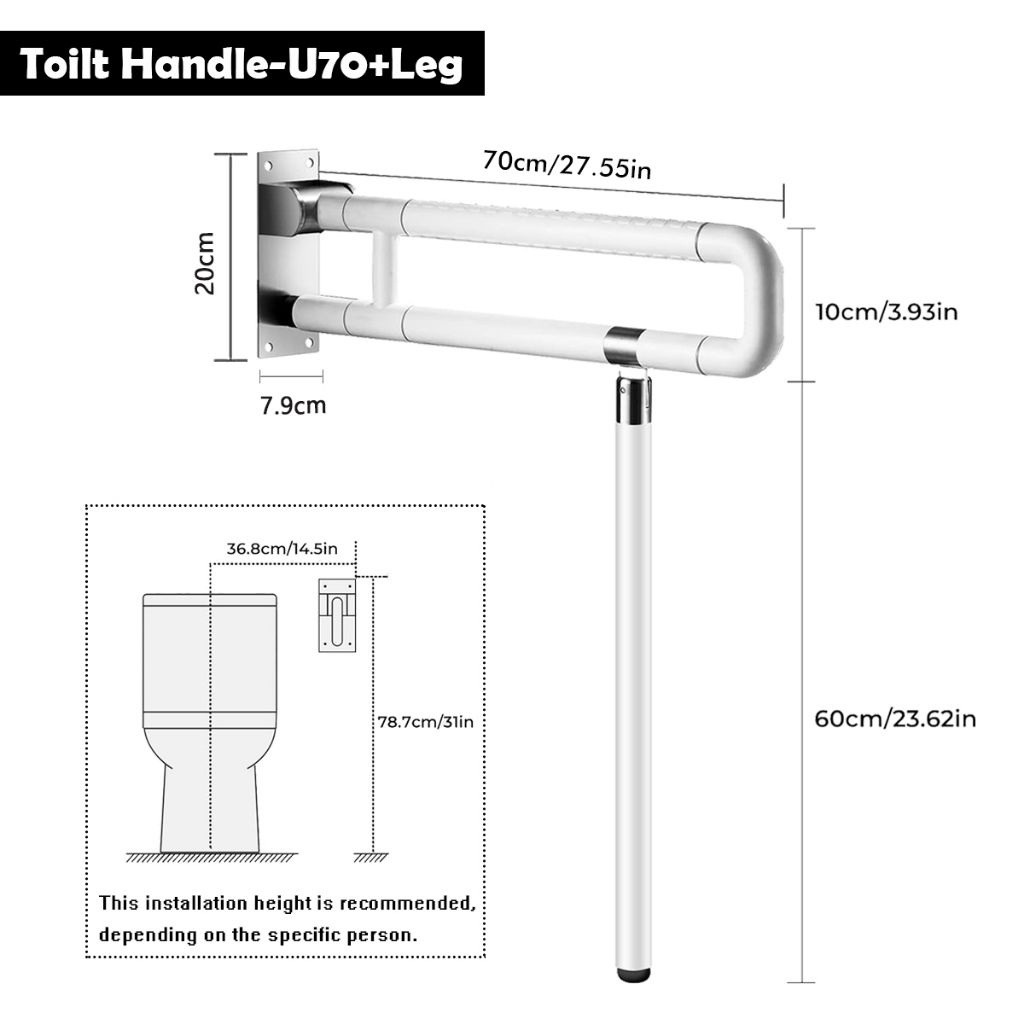 BATHROOM SUS304 STAINLESS STEEL SAFETY TOILETGRIP HANDBAR HANDICAPED ...