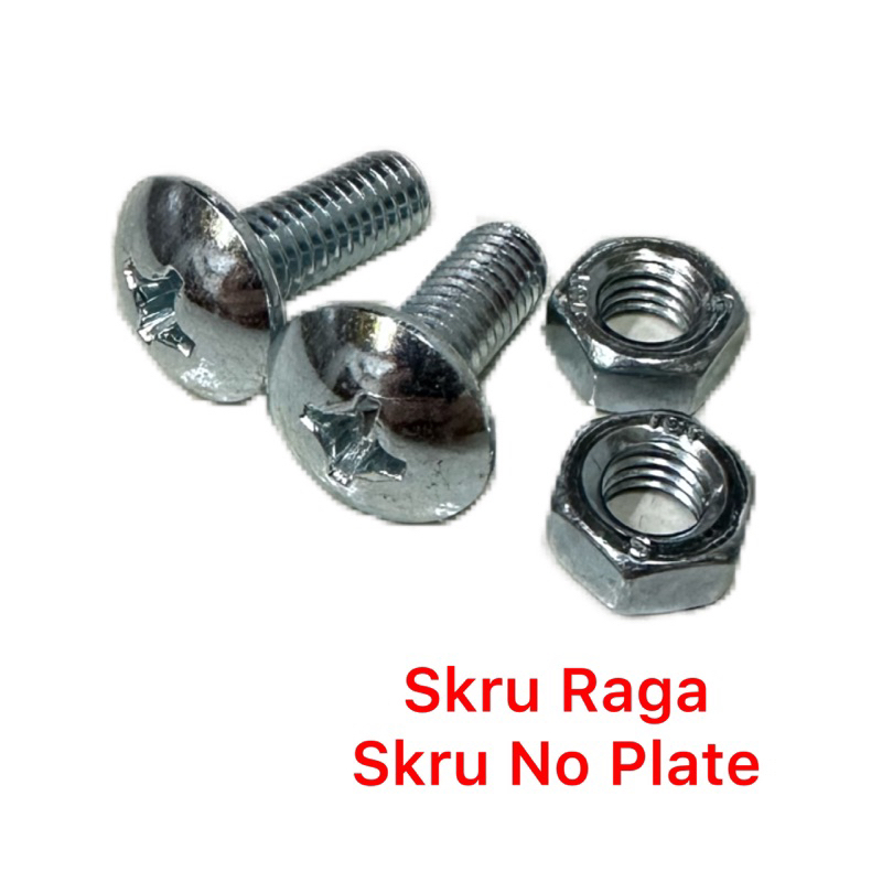 Skru + Nut Kunci Raga Motor Screw Plate Number Skru Nombor Plate Papan ...