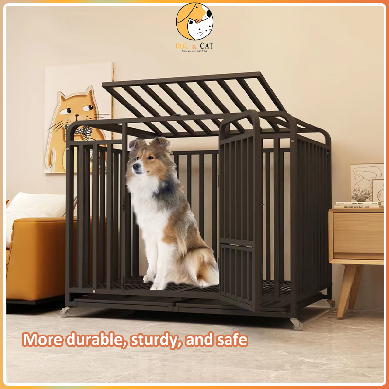 Mobile Upgraded Six-sided Square Tube Dog Cage Large Sangkar Anjing ...