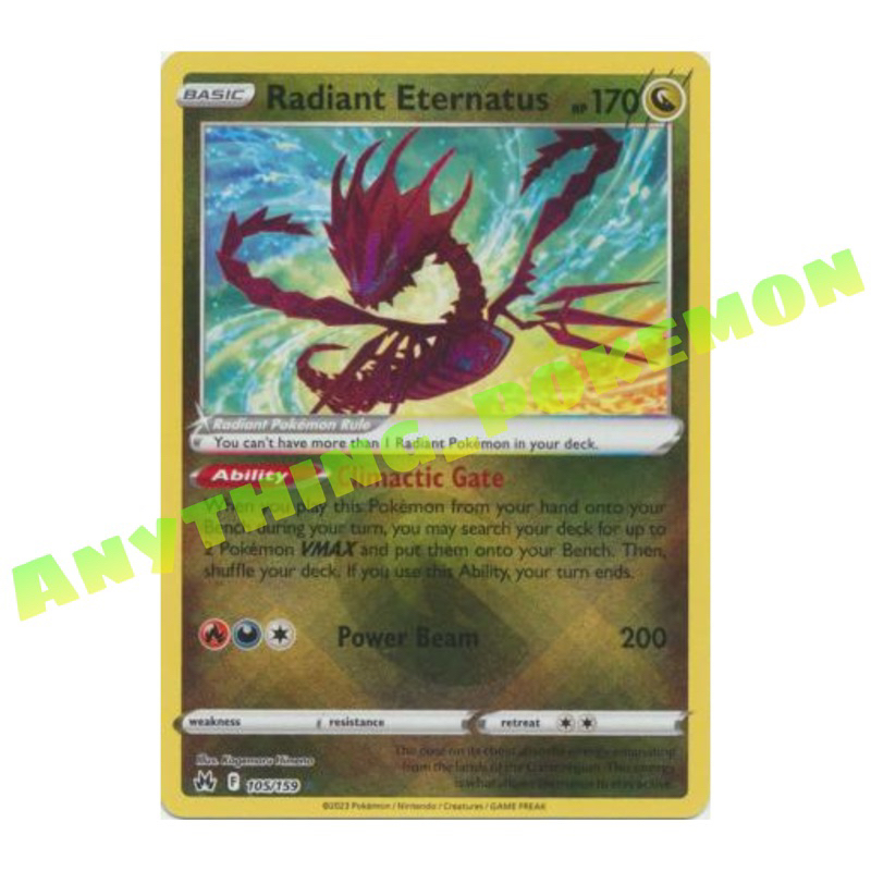 Pokemon Card - Radiant Eternatus (105/159) - Radiant Rare - Crown ...