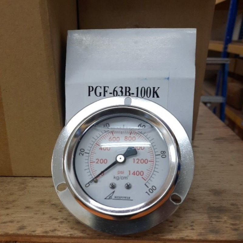 REXPOWER Hydraulic Pressure Gauge 100kg/cm2 (1400psi), 1/4" PT Back ...