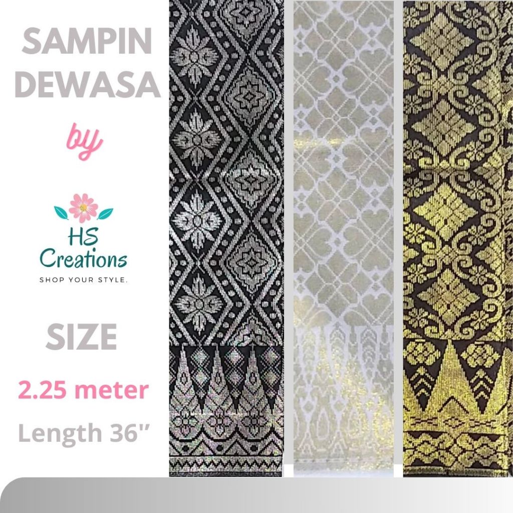 sampin songket dewasa| 2.25 Meter, exclusive designs Jahit. | Shopee ...