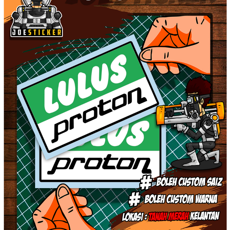 sticker lulus untuk proton jenis potong saiz 1.6x2.8 inci (dapat ...
