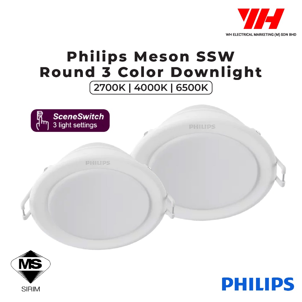 Philips Meson SSW Round 3 Color Scene Switch LED Downlight (13W/17W ...
