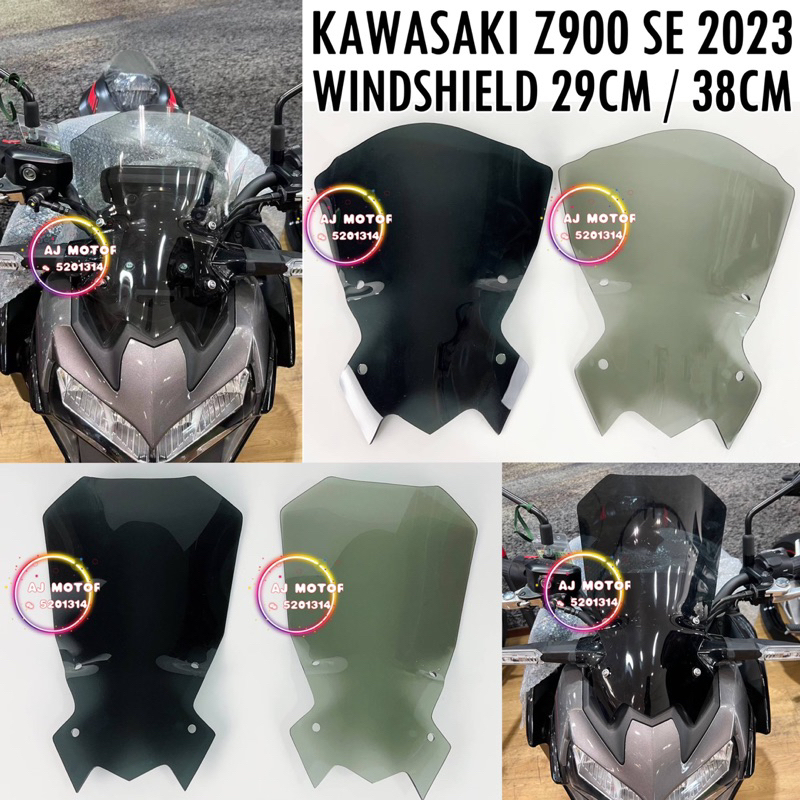 KAWASAKI Z900 SE 2023 WINDSHIELD 29CM 38CM BLACK SMOKE WINDSCREEN ...