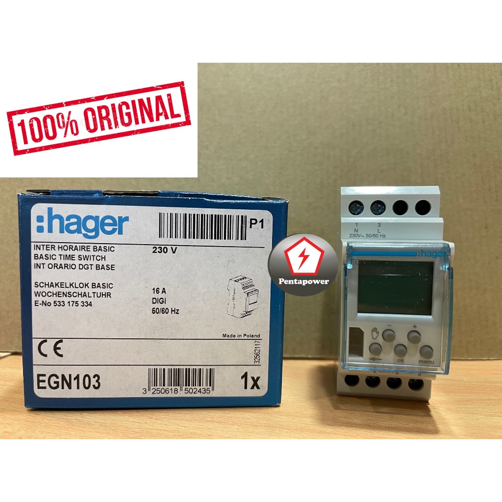 HAGER EGN103 1 channel digital time switch weekly cycle | Shopee Malaysia