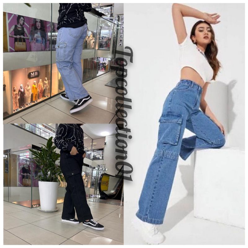 Seluar Cargo Ladies Denim Plazu,very.fashionable,size 26---37 | Shopee ...