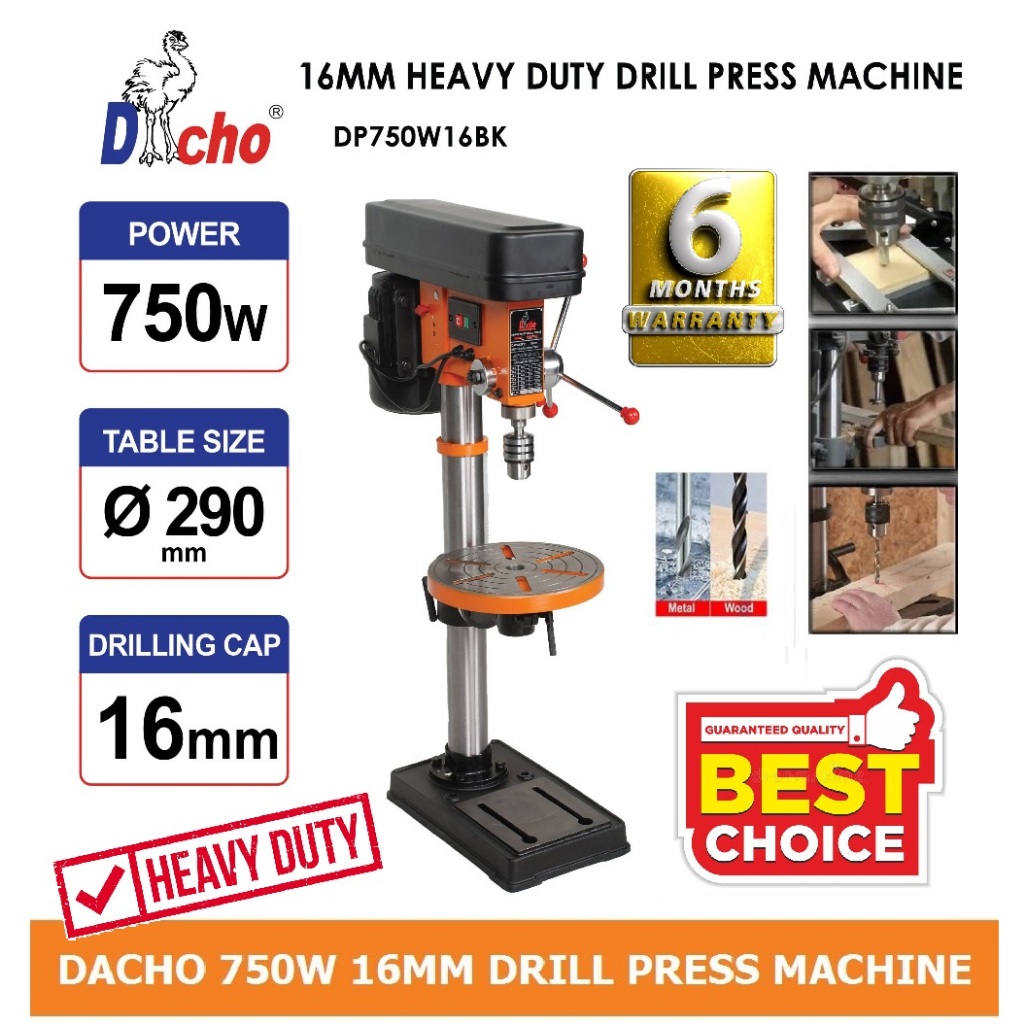 Dacho 750W / 1.0Hp (5/8-inch / 16mm) Heavy Duty Drill Press Machine ...