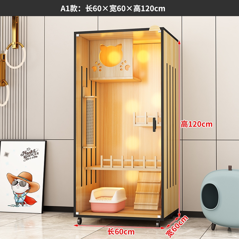 Cat Villa Solid Wood Cat Cage Cat House Home Cat Nest Display Cabinet