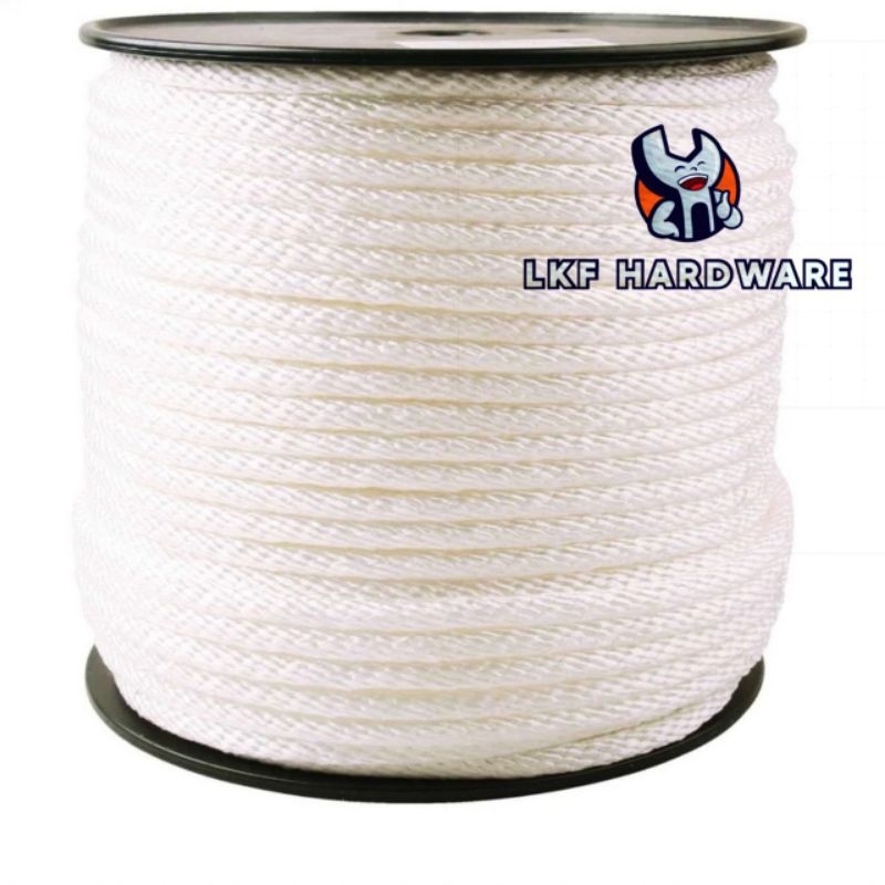 [ROLL] White Braided Nylon Rope Polypropylene Engine Starter Rope / Tali Nilon / Tali Nylon ...