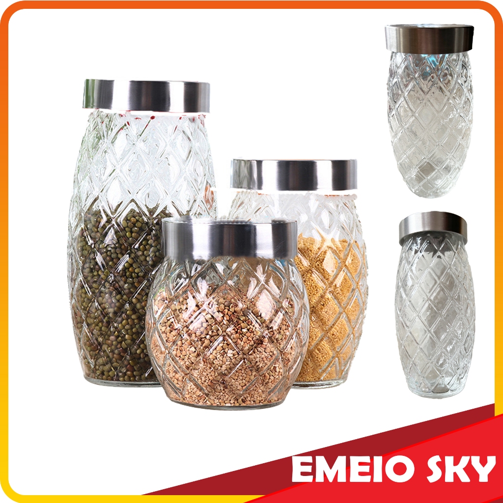 Modern Glass Food Storage Container Multipurpose Container Bekas Kaca ...