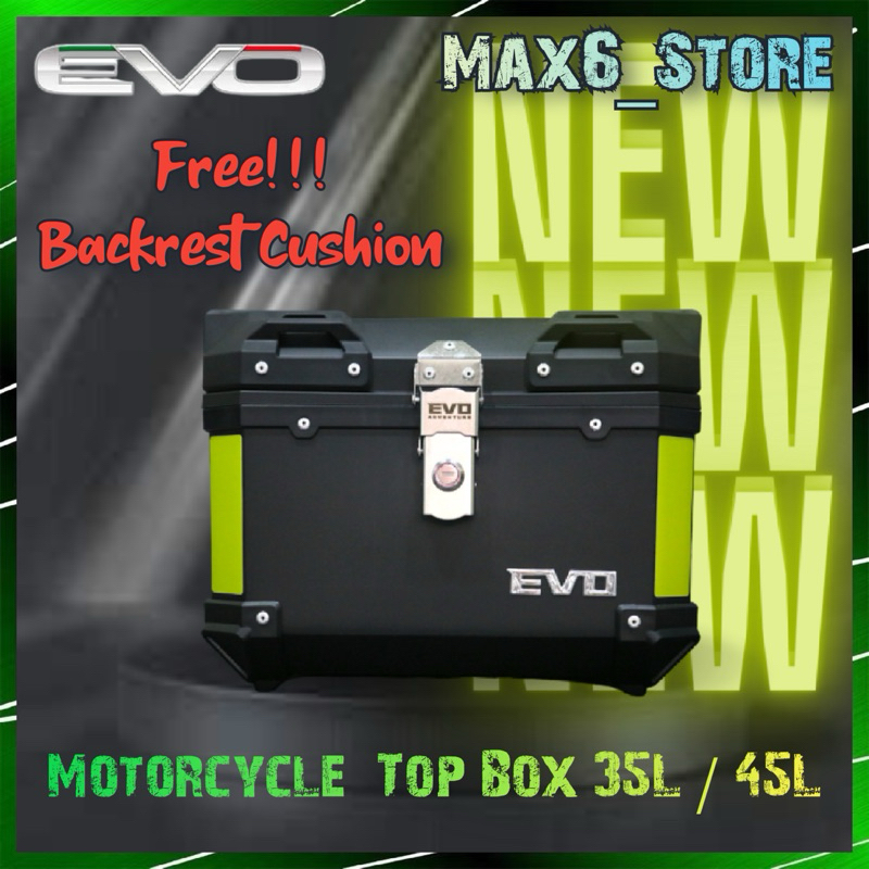 EVO ADVENTURE PREMIUM PLASTIC ROUND BOX 35L 45L EVO MOTORCYCLE TOP BOX ...