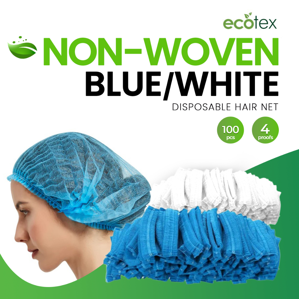 Hairnet 100 pcs/pack Non-Woven Disposable Blue / White Hair Cover ...