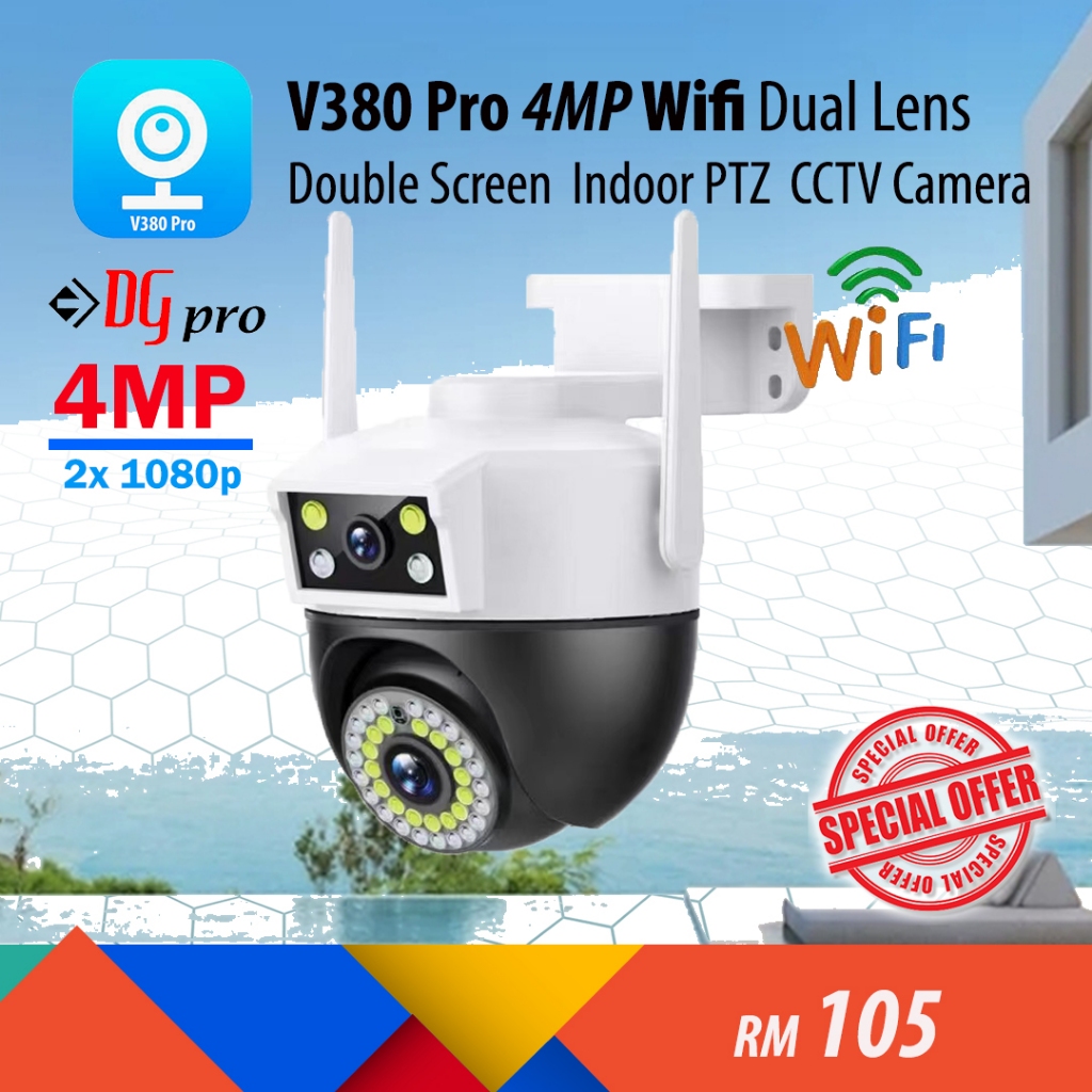 [NEW] V380 PRO 4MP 1920x2160 Wifi Dual Lens / Double Image Outdoor PTZ ...