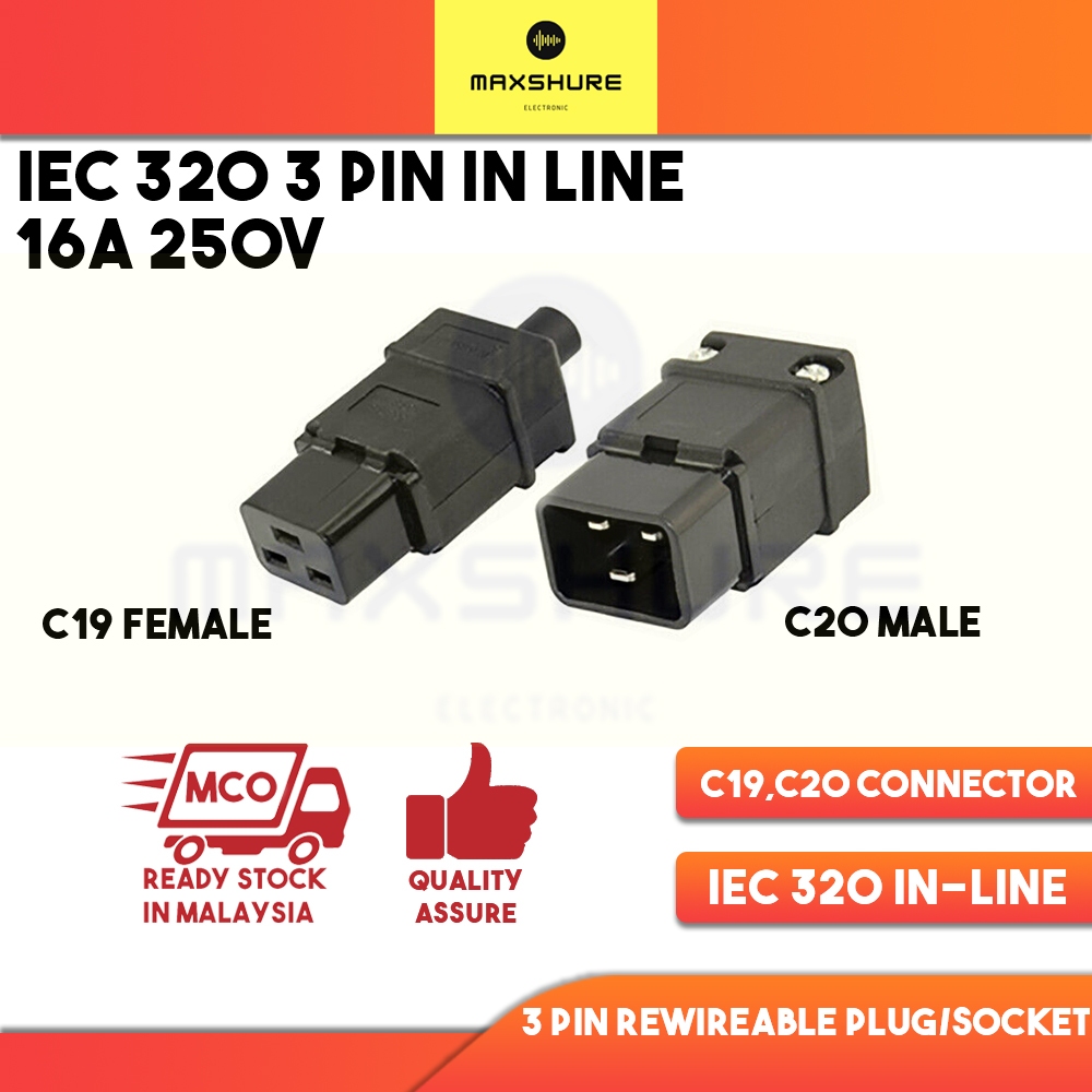 [Maxshure] C19 C20 Adapter Connector IEC320 C19 Socket C20 Plug 16A ...