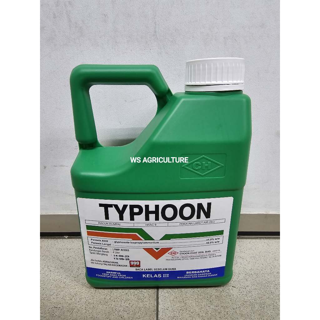 FREE SHIPPING TYPHOON 4L Glyphosate 41% Weed Killer Racun Rumpai sama ...