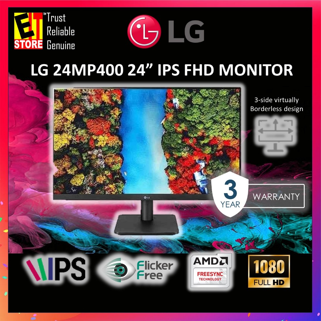 Lg Monitor 24mp400 24 Full Hd Ips Panel 75hz 5ms Amd Free Sync