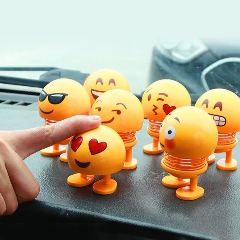 Car doll Big Cute Emoji Car Shaking Head Doll Emoticon Pack Spring Doll ...