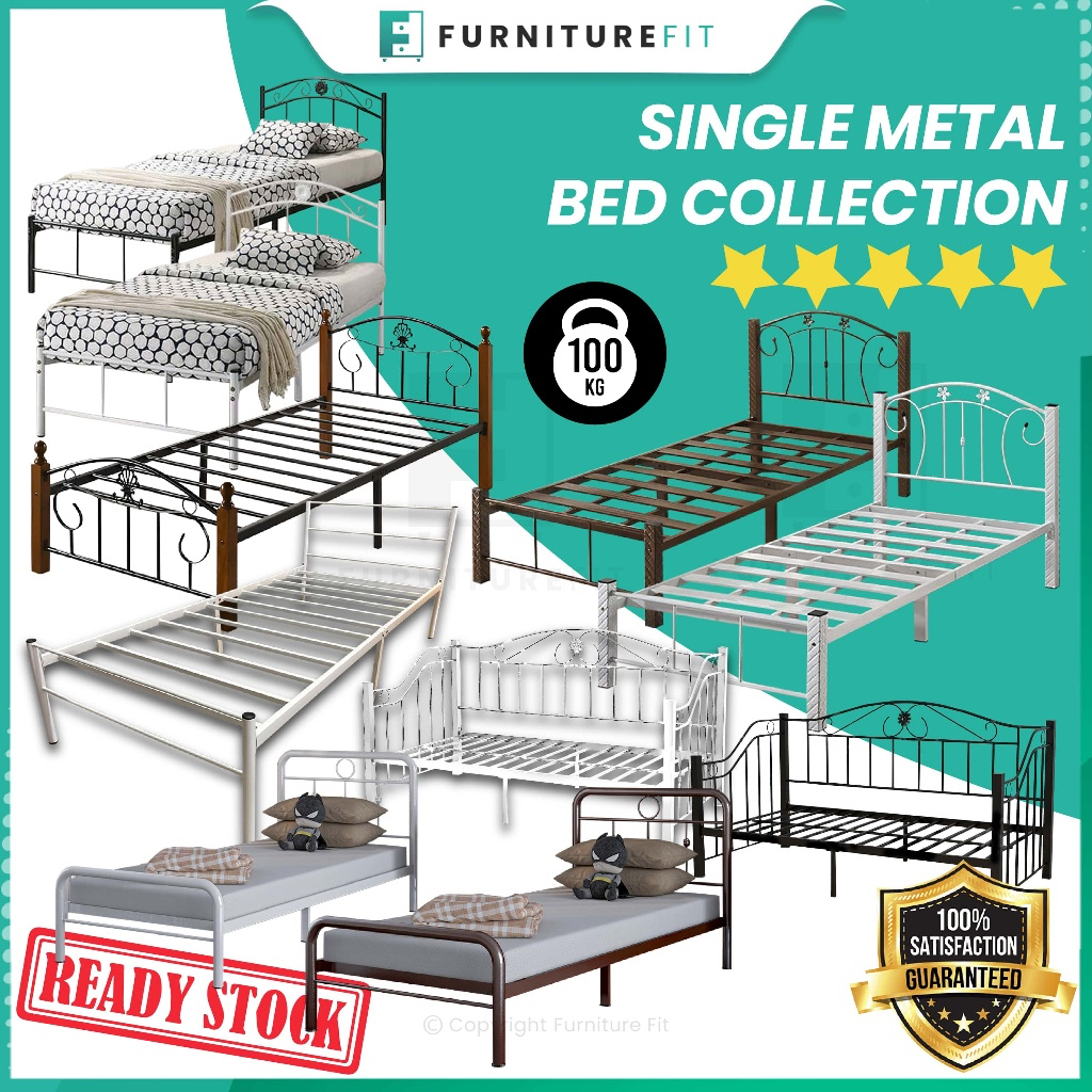 SUPER HEAVY DUTY FurnitureFit SINGLE METAL BED COLLECTION Katil Besi ...
