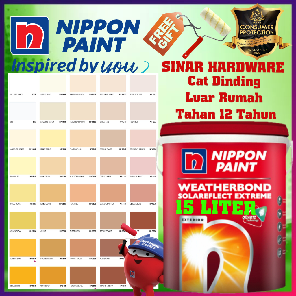 SINAR 15 LITER NIPPON NEW WEATHERBOND SOLAREFLECT EXTERIOR WALL PAINT ...