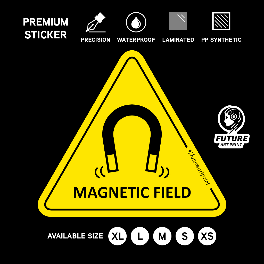 Magnetic Field. Premium Triangle Sticker Sign Warning Caution Danger ...