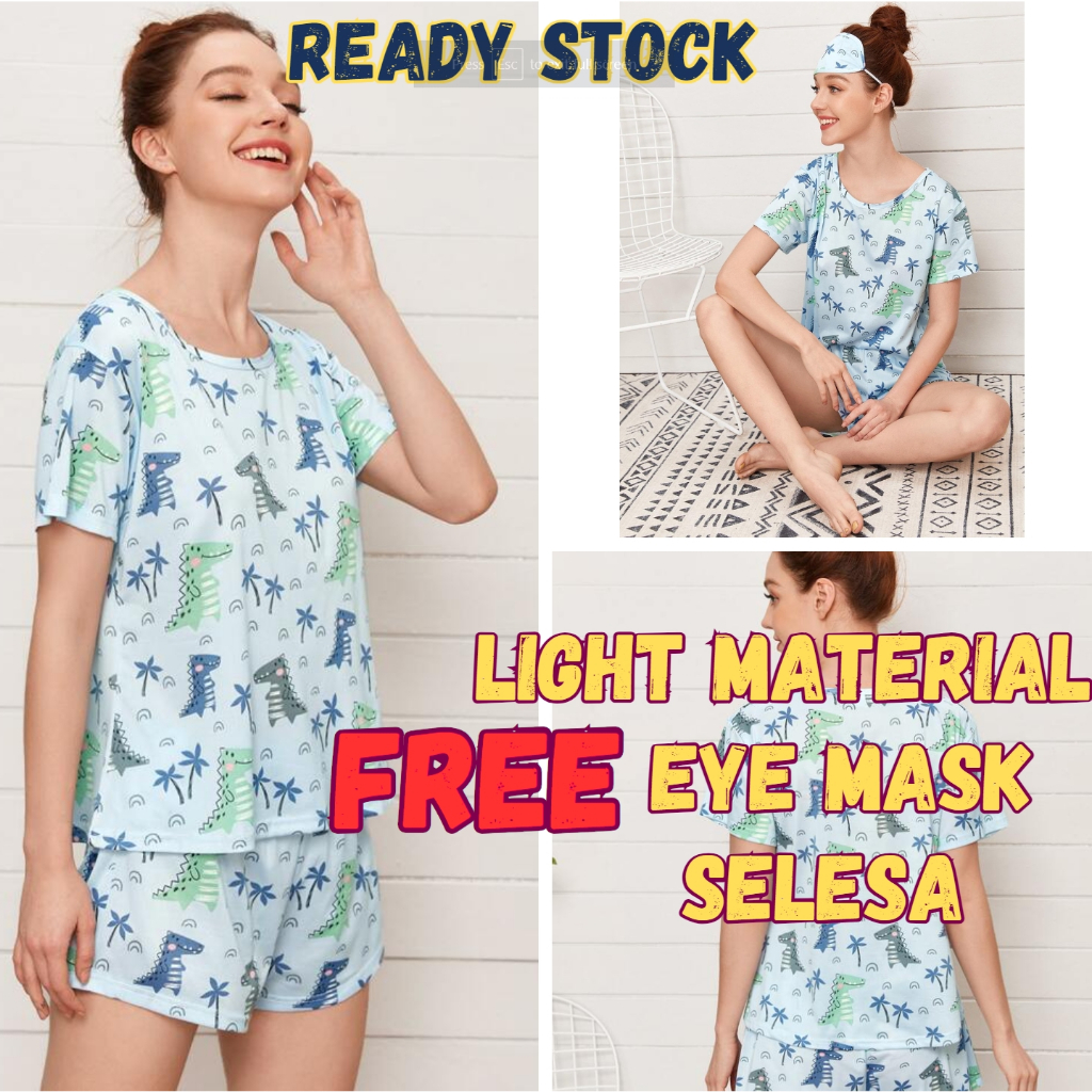 Malaysia Ready Stock Short Sleeve Cute Pijamas Baju Tidur Pendek Wanita ...