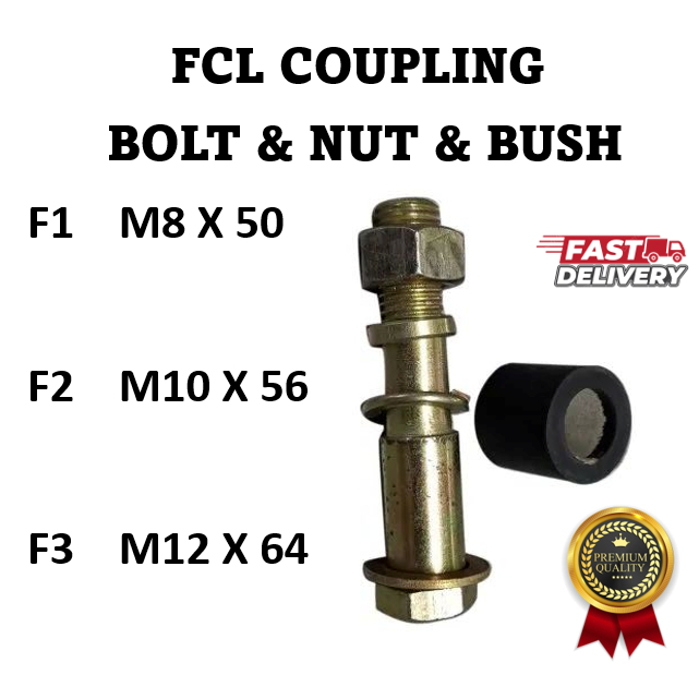 FCL Coupling Bolt & Nut & Rubber Bush F1(M8) F2(M10) F3(M12) FCL ...
