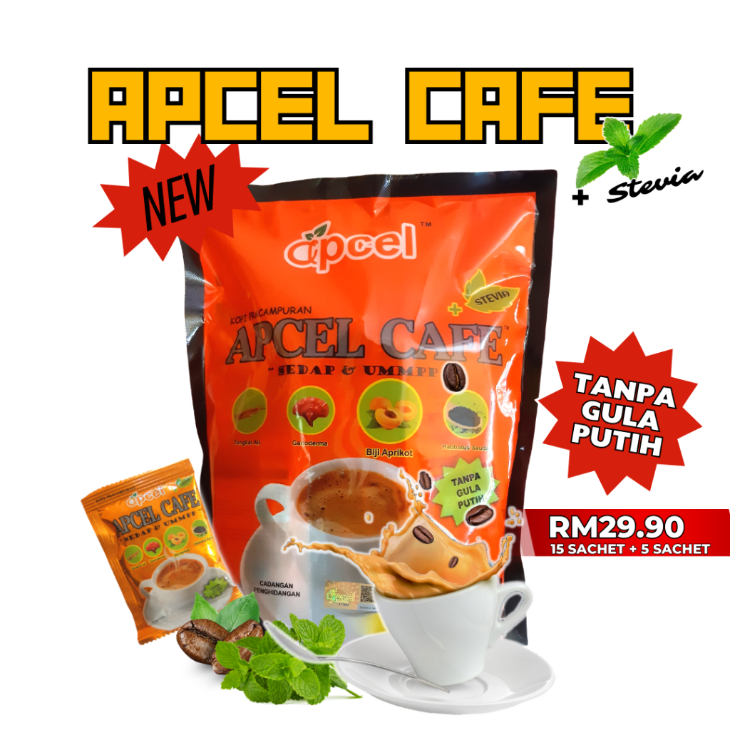 Kopi Apcel Stevia Cafe Sedap & Ummpp 100% Original | Shopee Malaysia