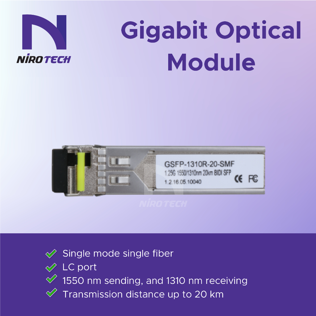 DAHUA GIGABIT OPTICAL MODULE, SINGLE MODE, LC TYPE , UP TO 20KM (PAIR ...
