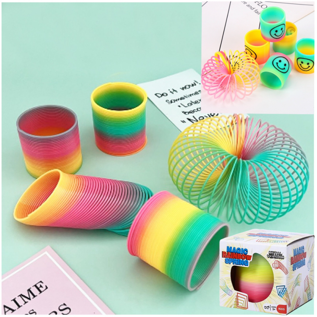 Magic Plastic Smile Rainbow Ring Bounce Spring Colorful Circle Coil ...