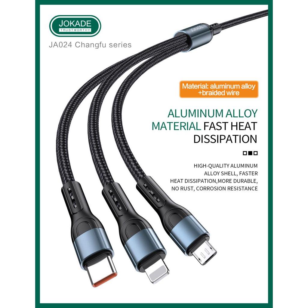 Jokade JA024 3 in 1 3A Fast Charging Cable | Shopee Malaysia
